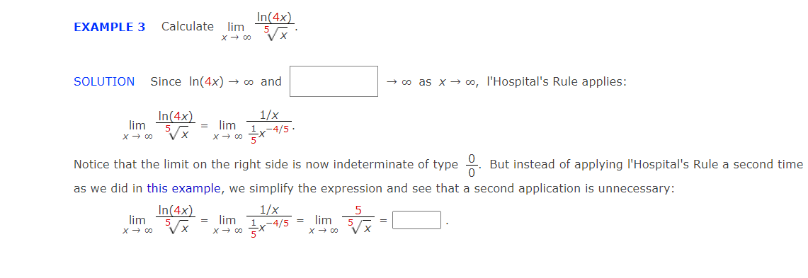 Solved EXAMPLE 3 Calculate lim In(4x) V SOLUTION Since | Chegg.com