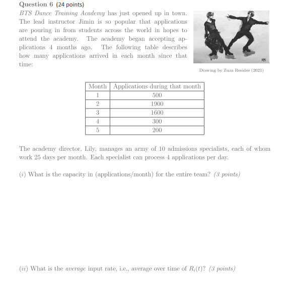 Solved Question 6 (24 points) BTS Dance Training Academy has | Chegg.com