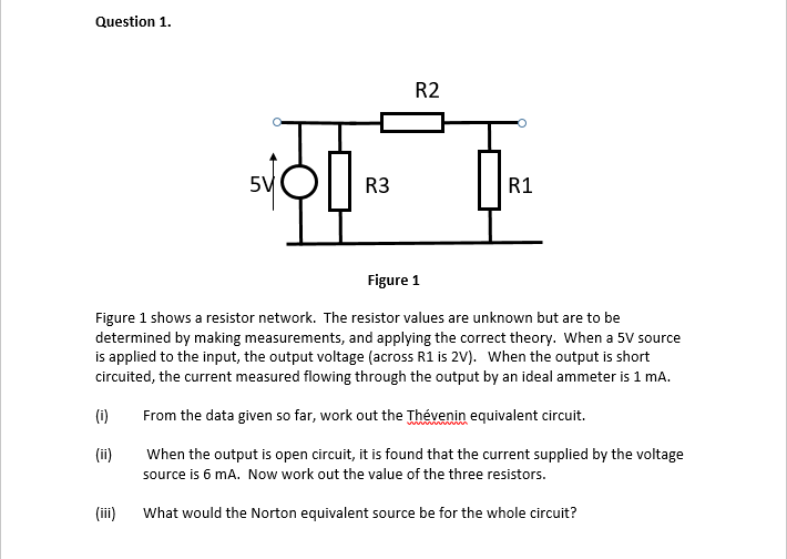Solved Question 1. R2 R3 R1 Figure 1 Figure 1 shows a | Chegg.com