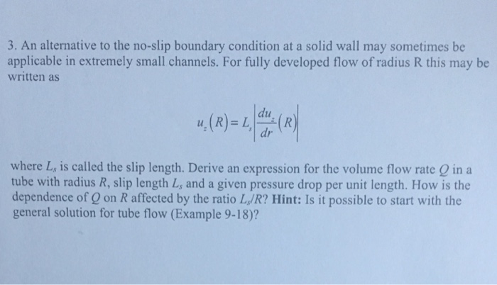 Solved 3. An alternative to the no-slip boundary condition | Chegg.com