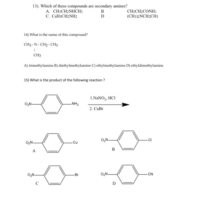 Solved 13). Which of these compounds are secondary amines? | Chegg.com