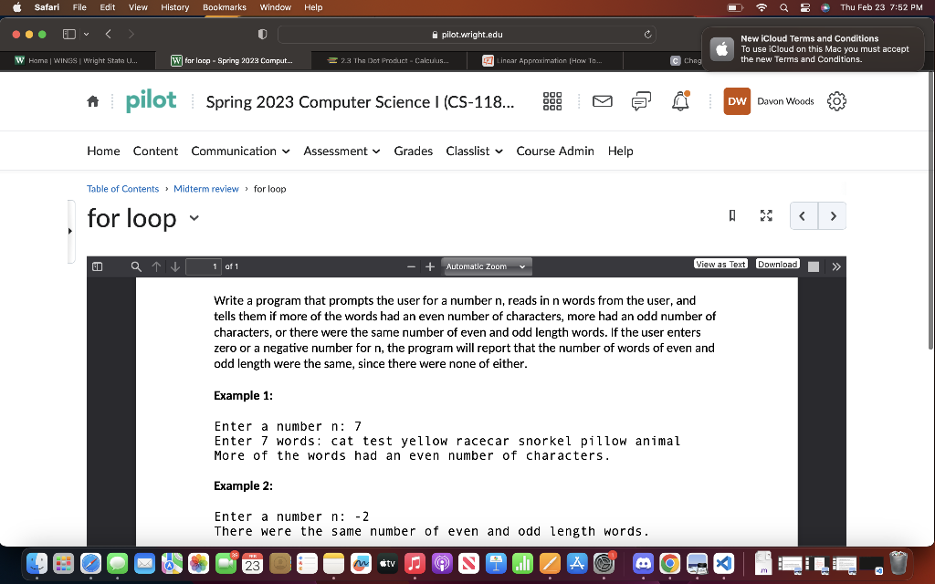 Solved Write a program that prompts the user for a number n, | Chegg.com