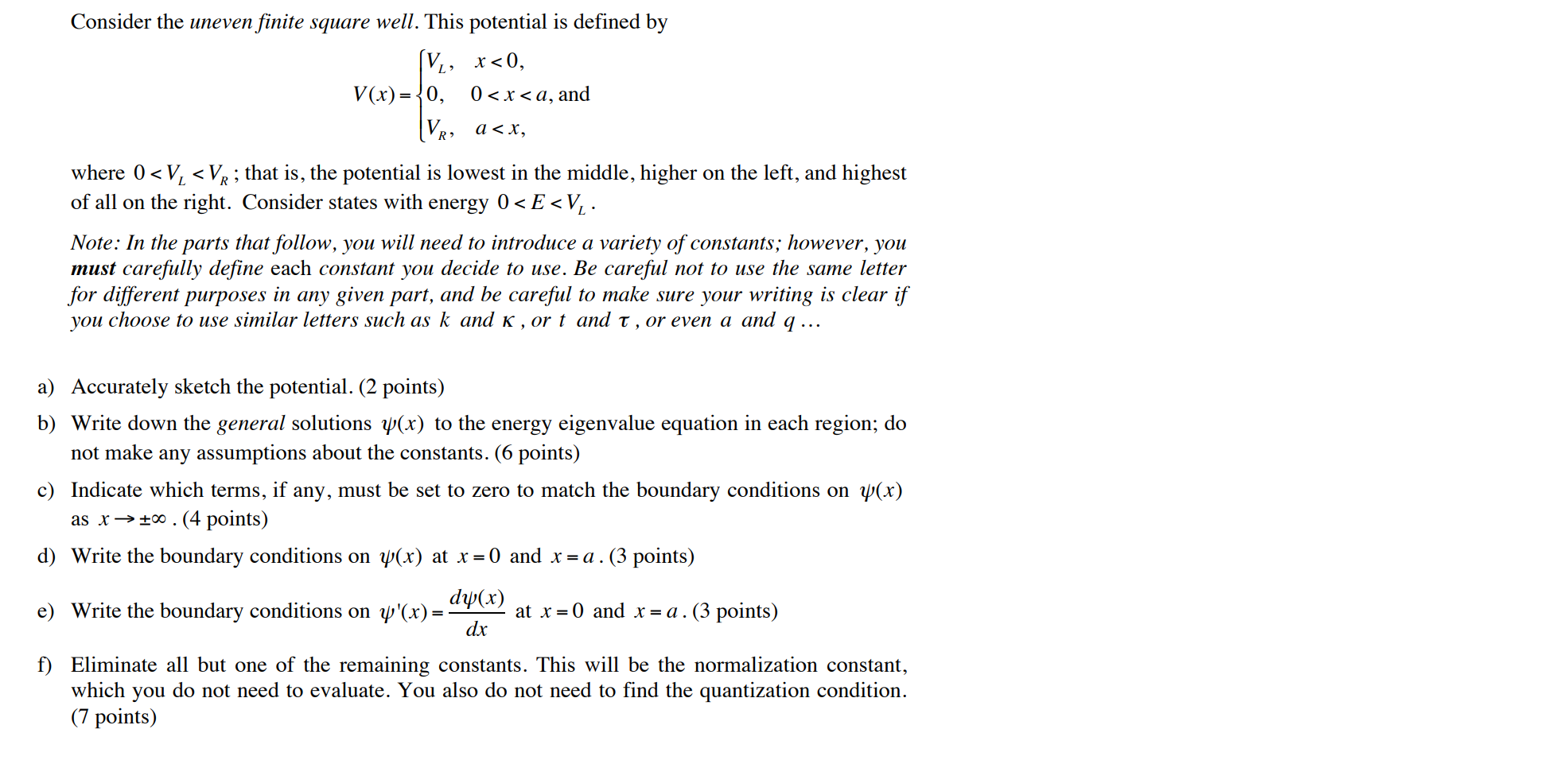 Solved Consider the uneven finite square well. This | Chegg.com