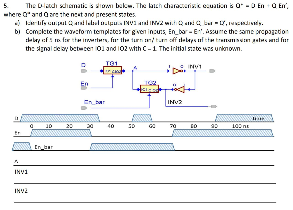 Solved 5. The D-latch schematic is shown below. The latch | Chegg.com