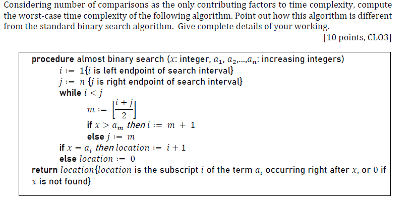 Solved Considering number of comparisons as the only | Chegg.com