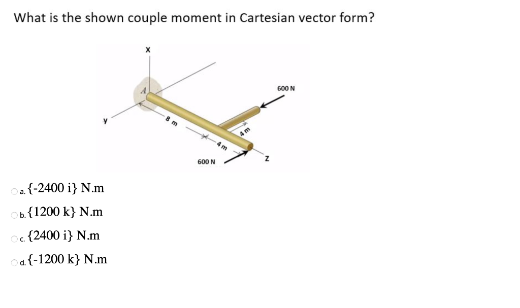 Solved What is the shown couple moment in Cartesian vector | Chegg.com
