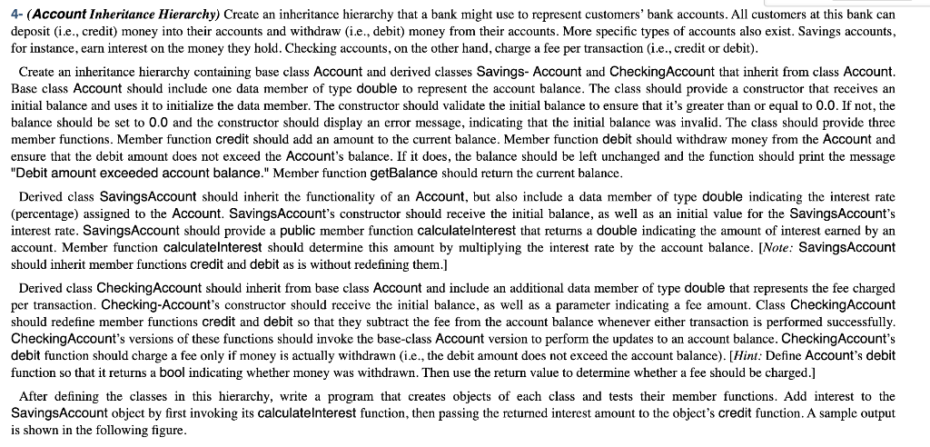 Solved 4 Account Inheritance Hierarchy Create An