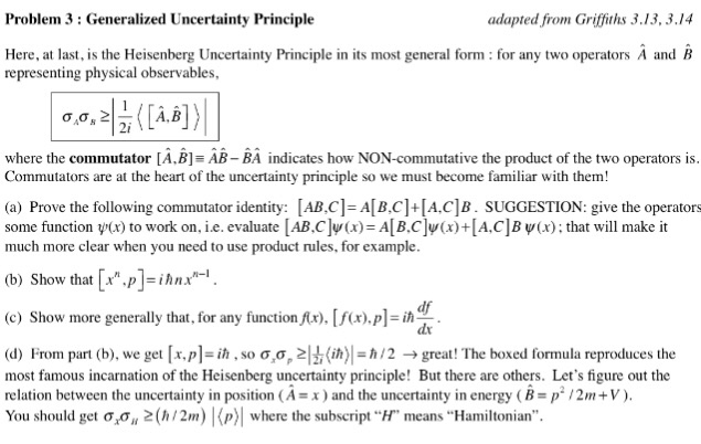 Solved Problem 3:Generalized Uncertainty Principle adapted | Chegg.com