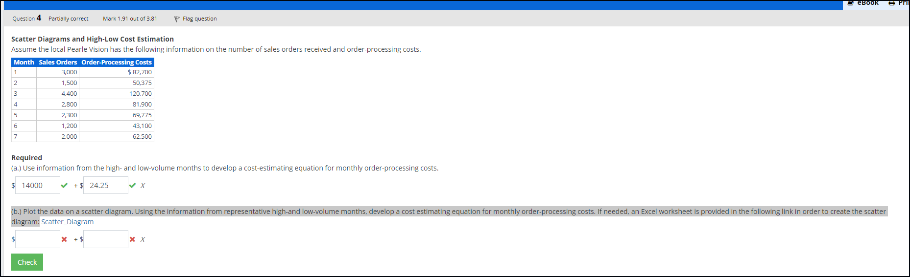 Solved (b.) Plot the data on a scatter diagram. Using the | Chegg.com