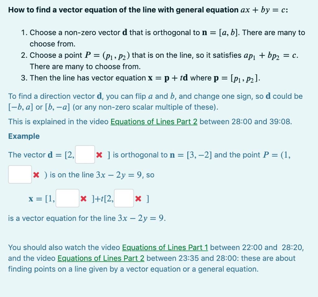 Solved How to find a vector equation of the line with | Chegg.com