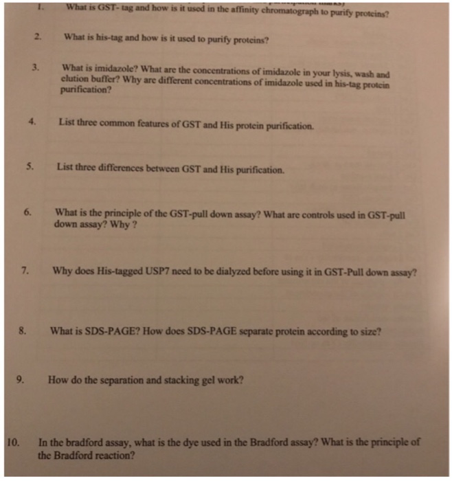 Solved What is GST-tag and how is it used in the affinity to | Chegg.com