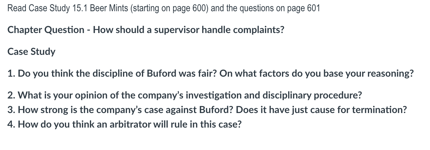 Solved Read Case Study 15.1 Beer Mints (starting on page | Chegg.com