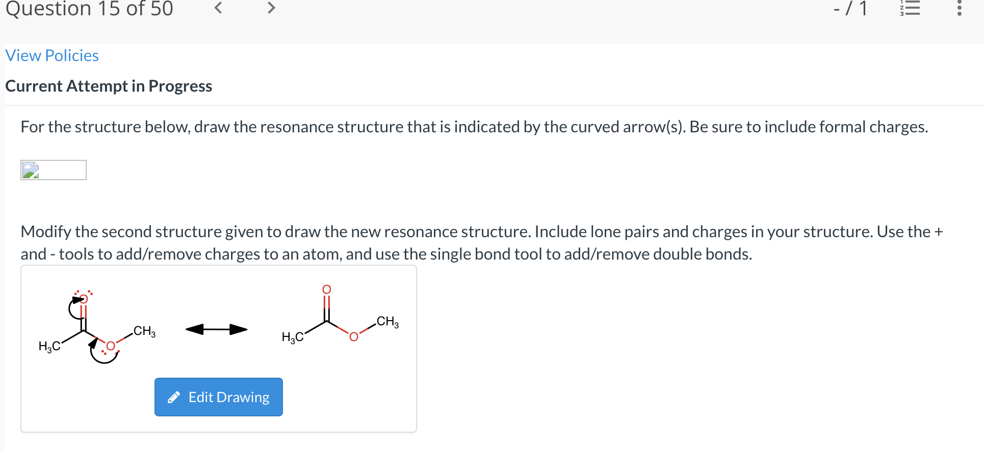 [Solved]: For the structure below, draw the resonance stru