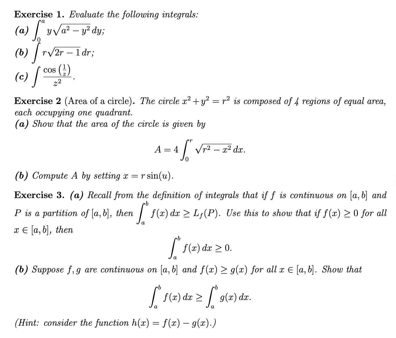 Solved Exercise 1. ﻿Evaluate the following | Chegg.com