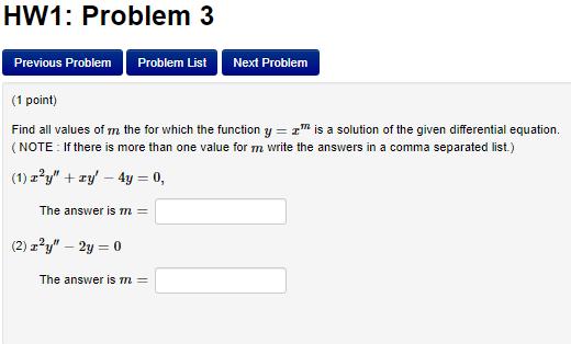 Solved HW1: Problem 3 Previous Problem Problem List Next | Chegg.com
