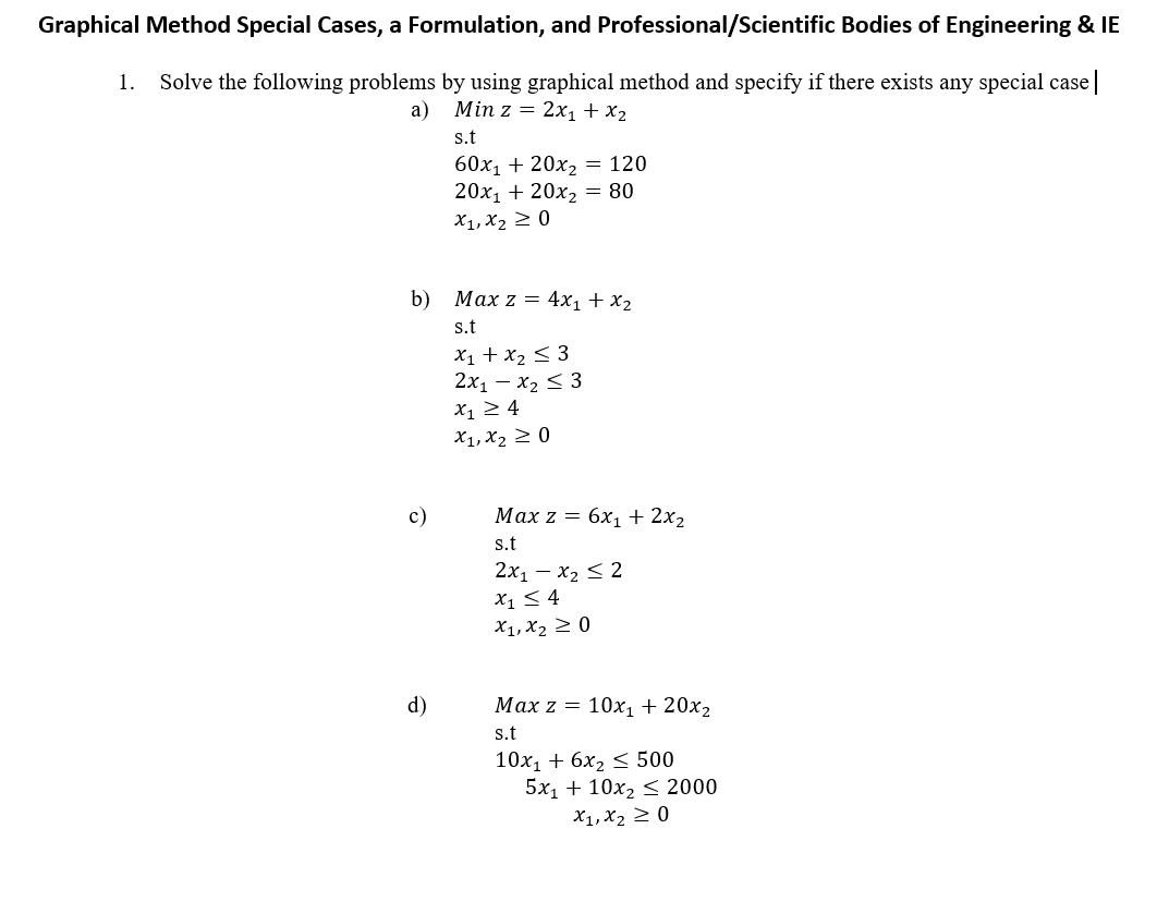 Solved Graphical Method Special Cases, a Formulation, and | Chegg.com
