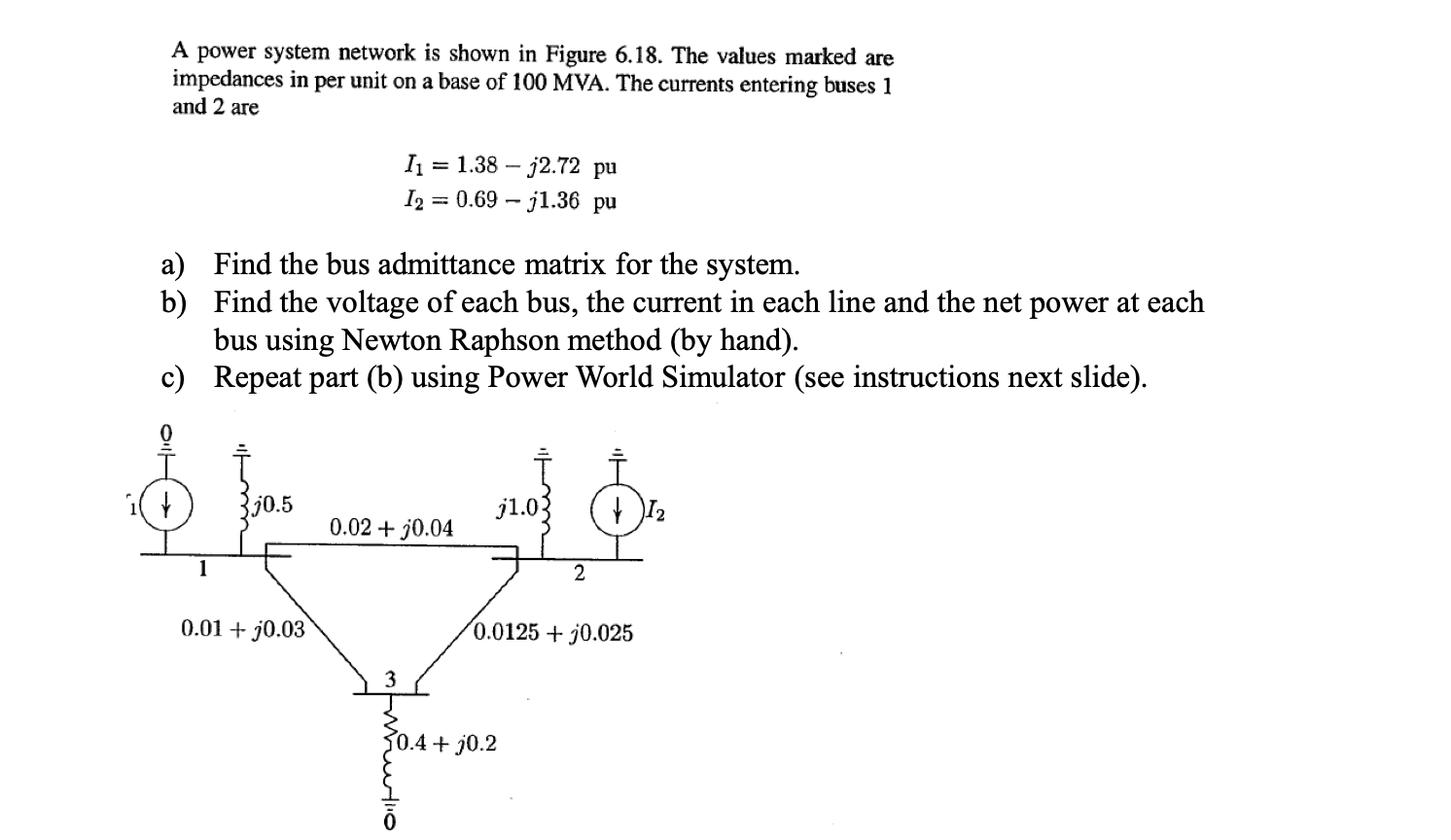 Solved A power system network is shown in Figure 6.18. The | Chegg.com