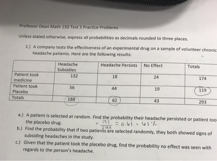 Solved Professor Dean Math 150 Test 3 Practice Problems | Chegg.com
