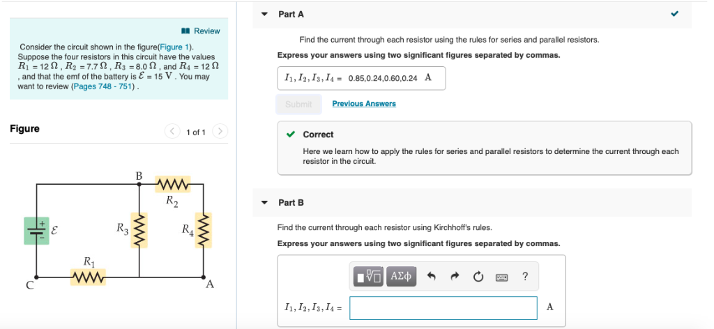 Solved Part A Review Find the current through each resistor | Chegg.com