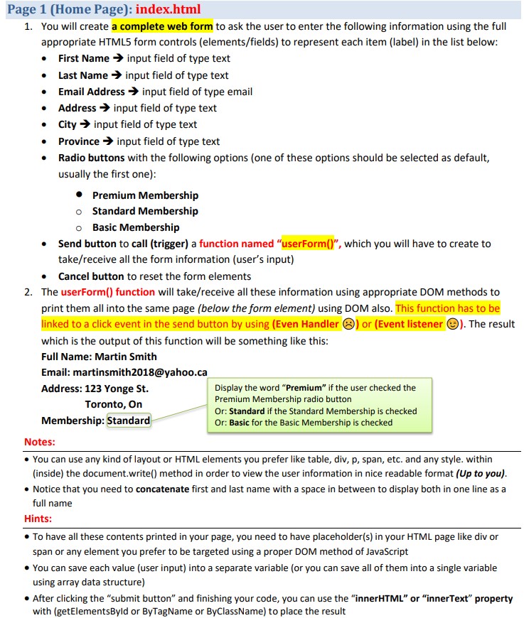 Solved Assignment Instructions Create Two Html Pages 5135