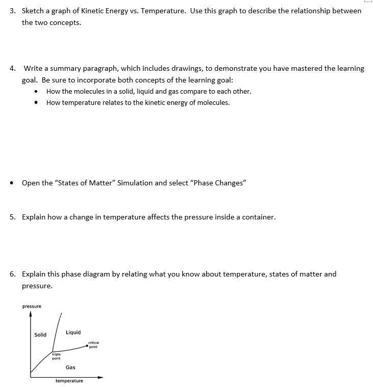 Solved 3. Sketch a graph of Kinetic Energy vs. Temperature. | Chegg.com