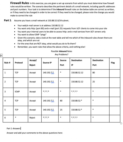 Firewall Rules in this exercise, you are given a | Chegg.com