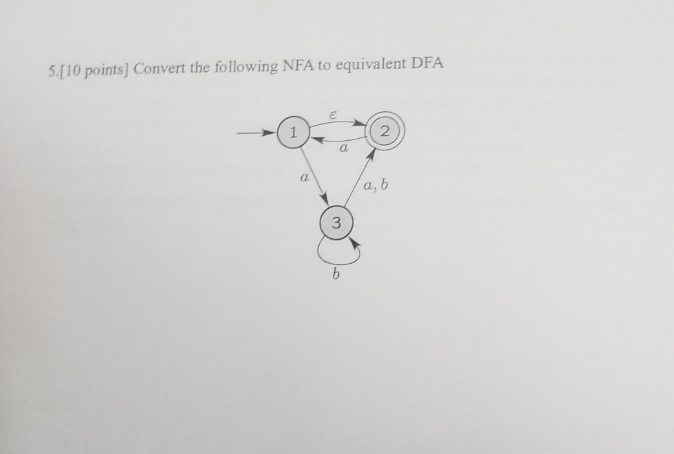 Solved 5.[10 points] Convert the following NFA to equivalent | Chegg.com