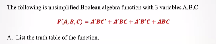 Solved The following is unsimplified Boolean algebra | Chegg.com