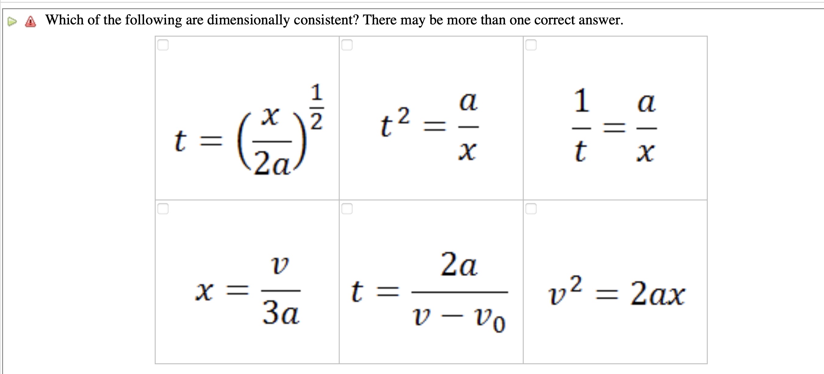 Solved Which of the following are dimensionally | Chegg.com