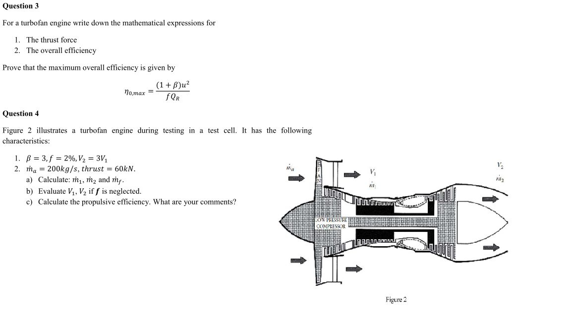 Question 3 For a turbofan engine write down the | Chegg.com