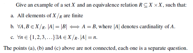Solved Give an example of a set X and an equivalence | Chegg.com