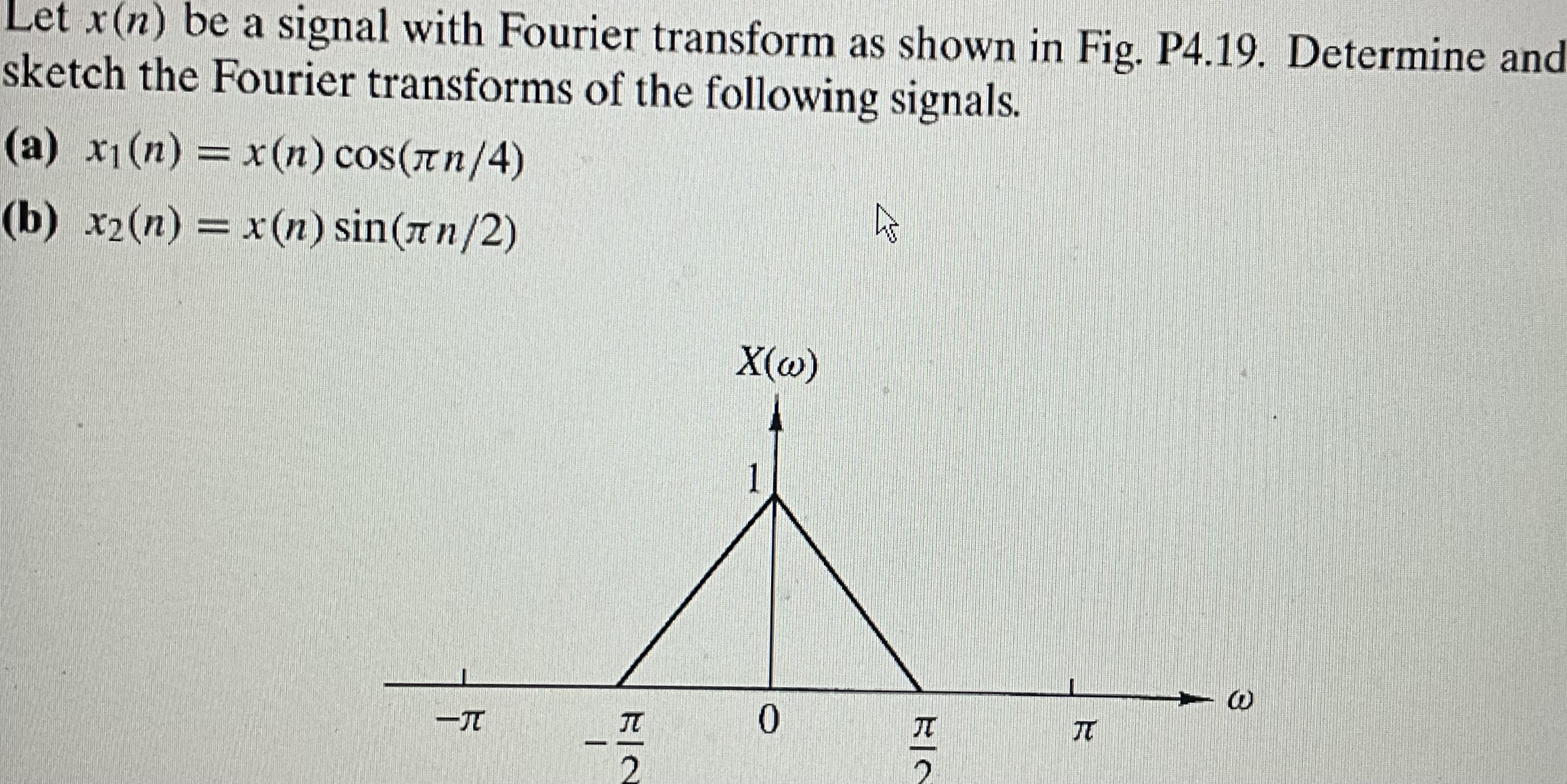 Solved Let \\( x(n) \\) be a signal with Fourier transform | Chegg.com