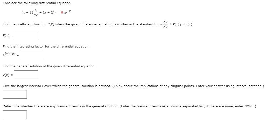 Solved Consider the following differential equation. (x + 1) | Chegg.com