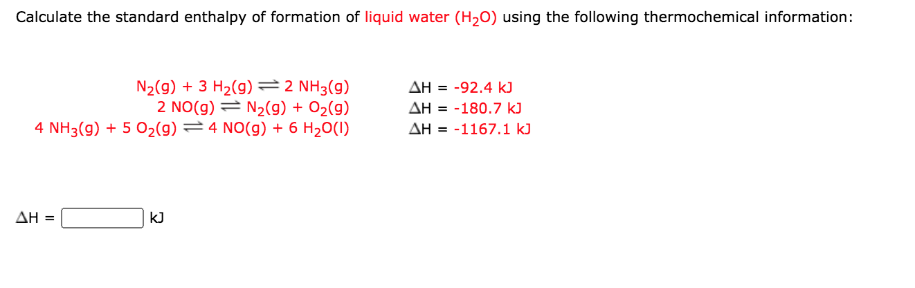 Solved Calculate the standard enthalpy of formation of | Chegg.com
