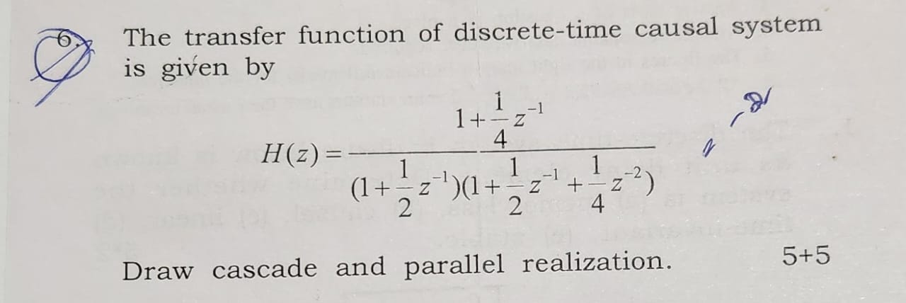 Solved The transfer function of ﻿discrete-time causal | Chegg.com