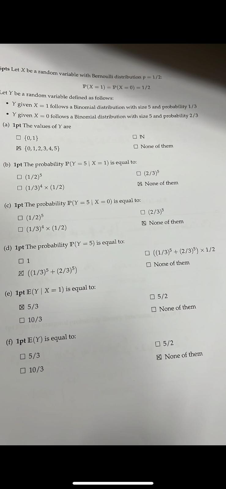 Solved 5pts Let X be a random variable with Bernoulli | Chegg.com