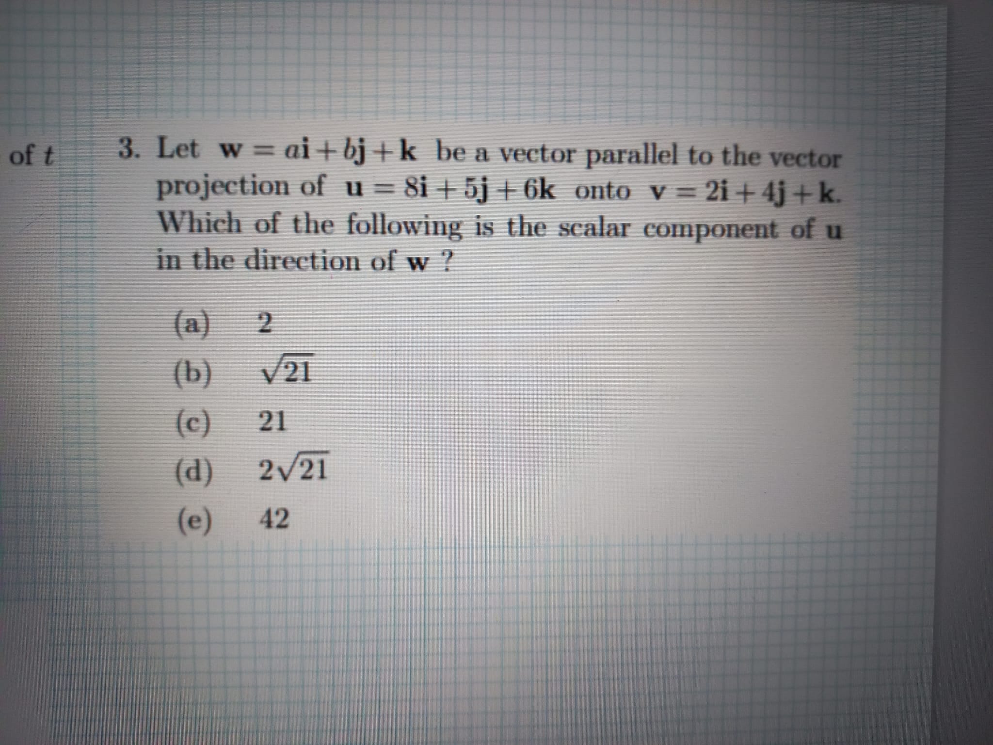 Solved 3. Let w=ai+bj+k be a vector parallel to the vector | Chegg.com
