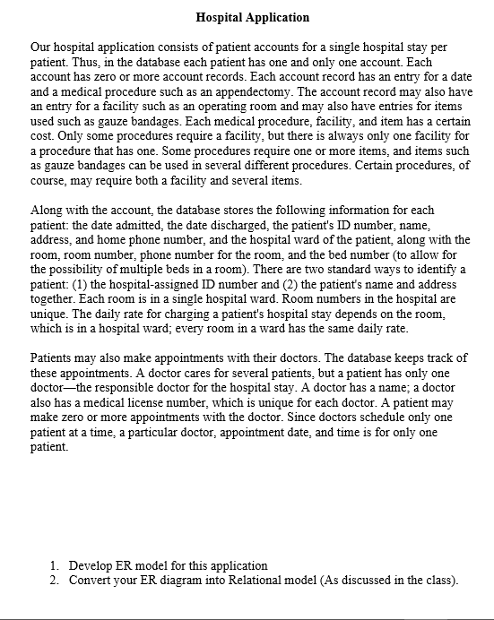 Solved Hospital Application Our hospital application | Chegg.com