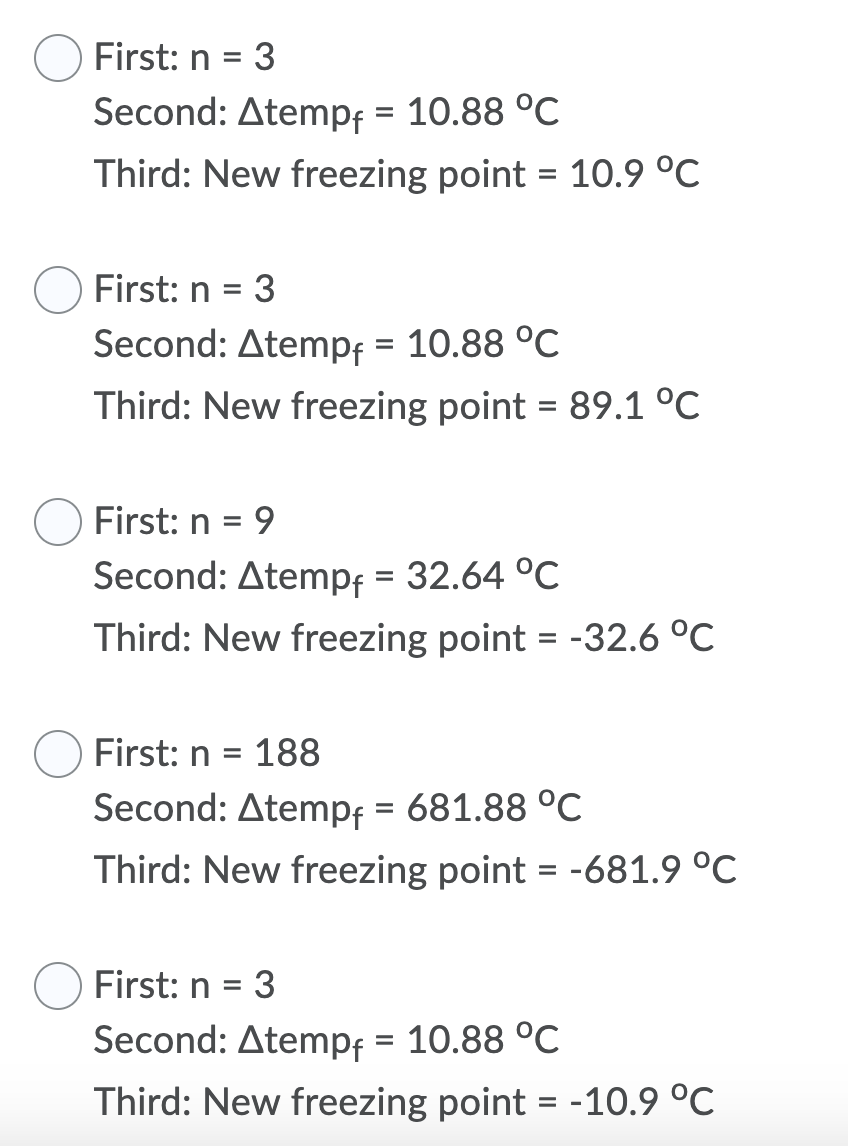 Solved Question 64 (4 points) Calculate the freezing point | Chegg.com
