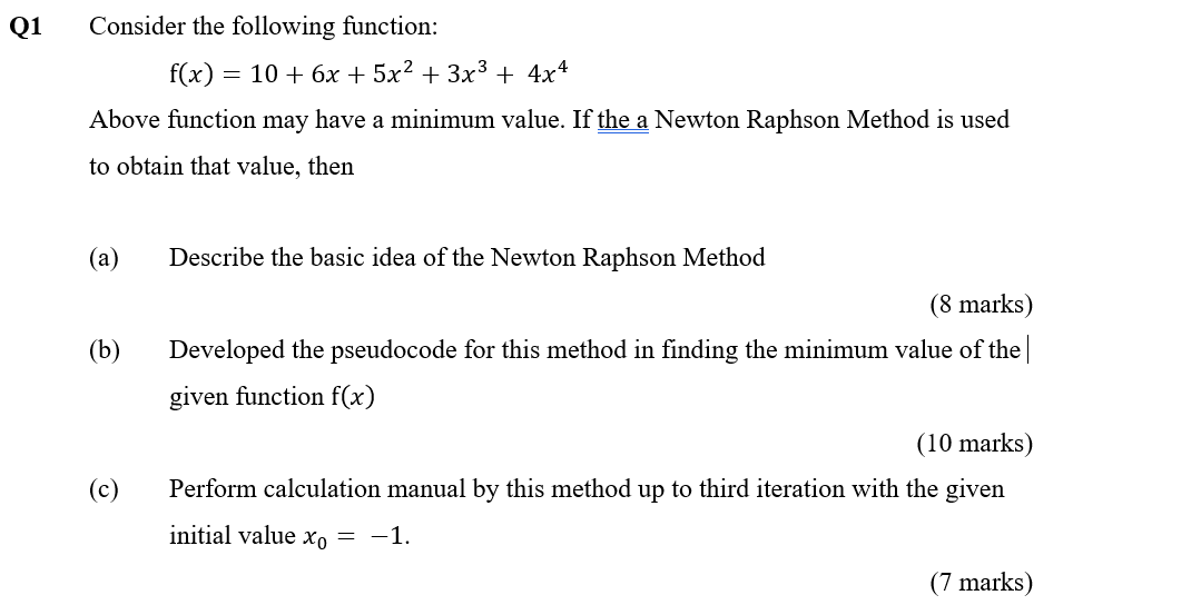 Solved Q1 Consider the following function: f(x) = 10 + 6x + | Chegg.com