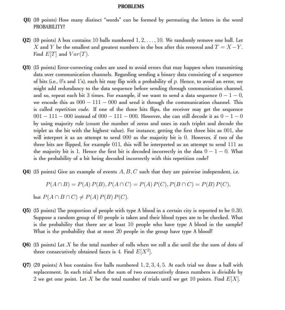 Solved Q1) (10 points) How many distinct "words" can be | Chegg.com