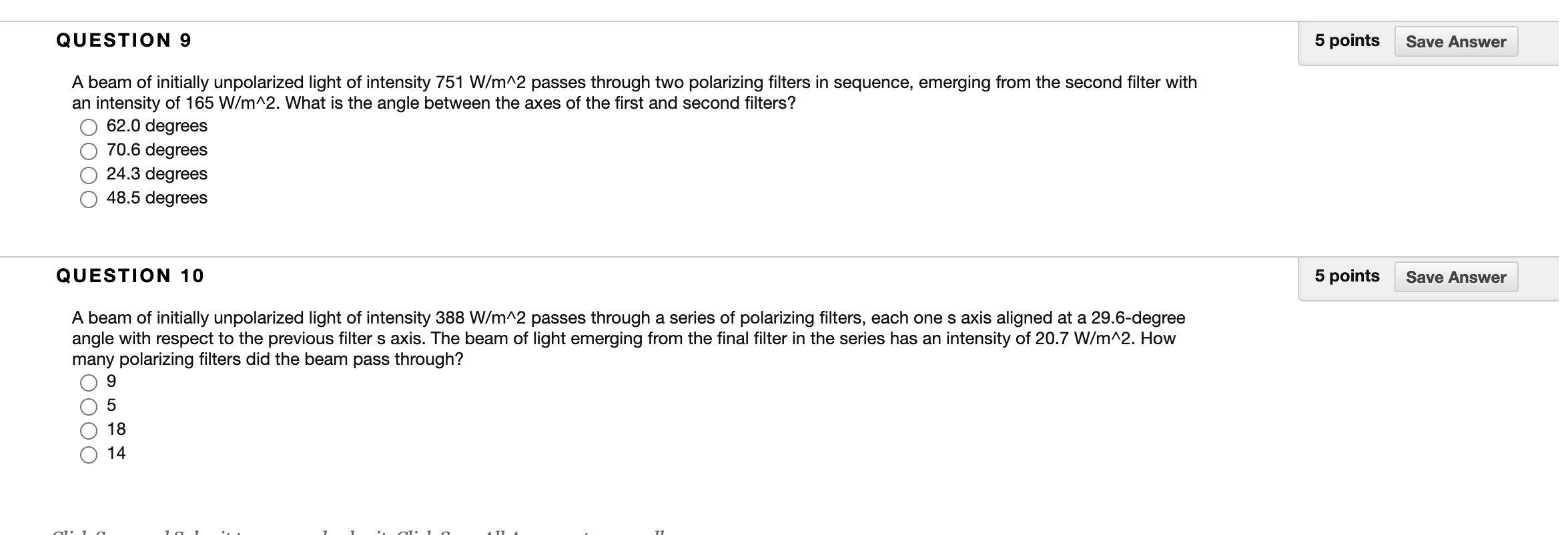 Solved A beam of initially unpolarized light of intensity | Chegg.com