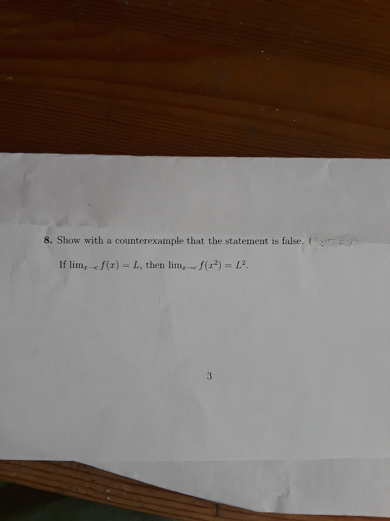 Solved 8. Show with a counterexample that the statement is | Chegg.com