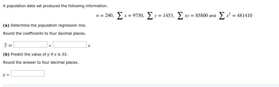 Solved A population data set produced the following | Chegg.com