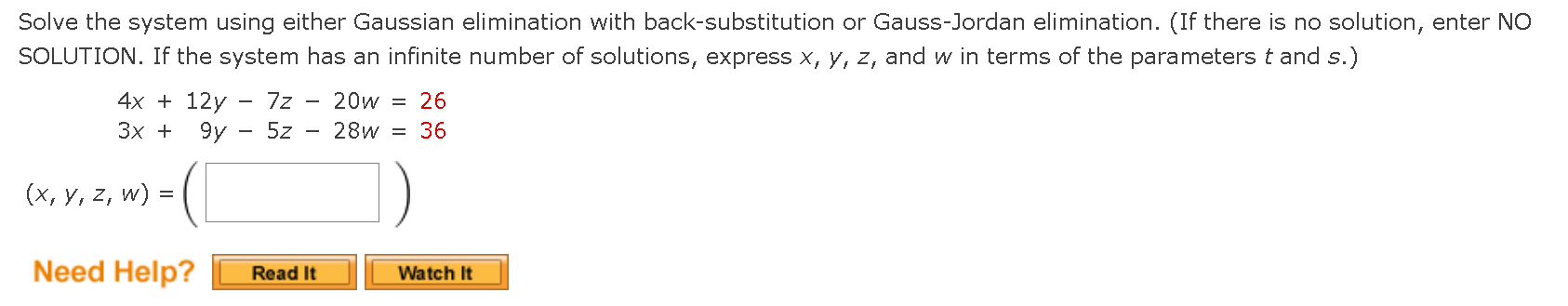 Solved Solve the system using either Gaussian elimination | Chegg.com