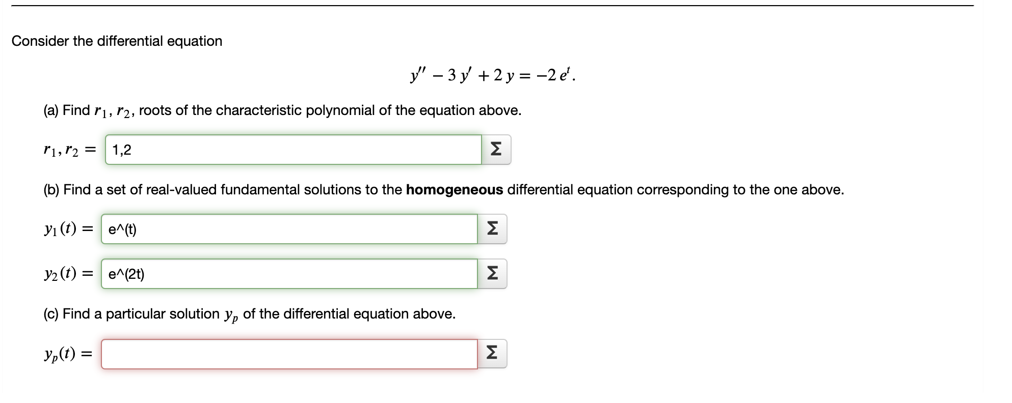 Solved Consider the differential equation y'' – 3 y + 2 y = | Chegg.com