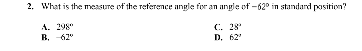 Solved 2. What is the measure of the reference angle for an | Chegg.com