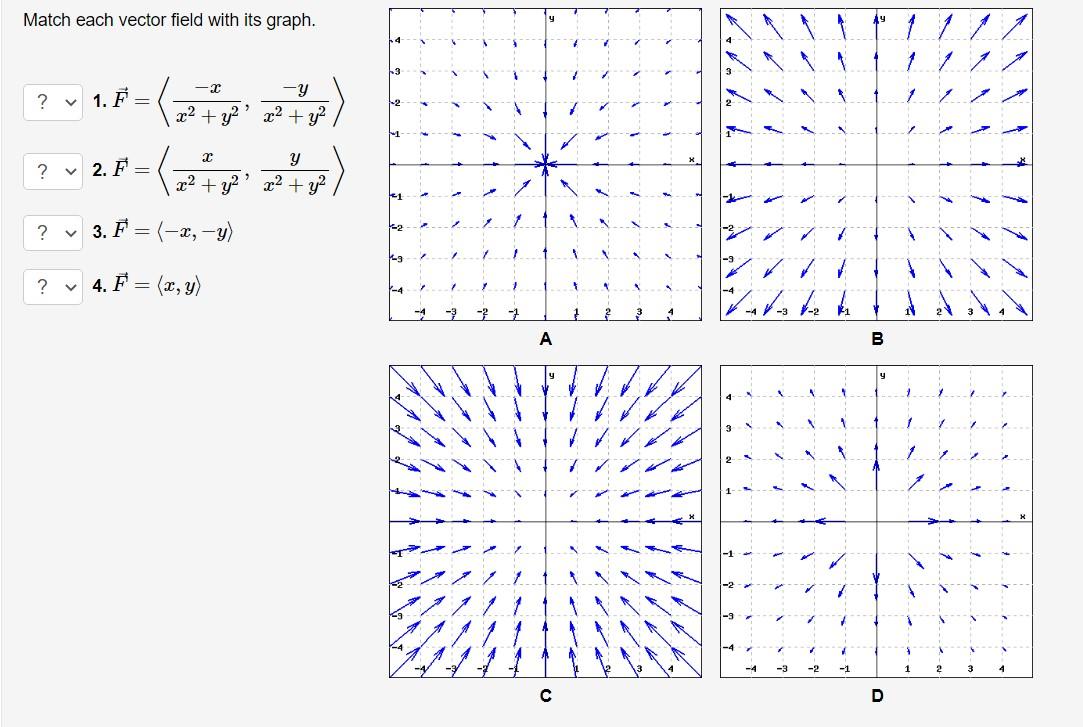 Solved Match each vector field with its graph. -2 ? ? v 1.8 | Chegg.com
