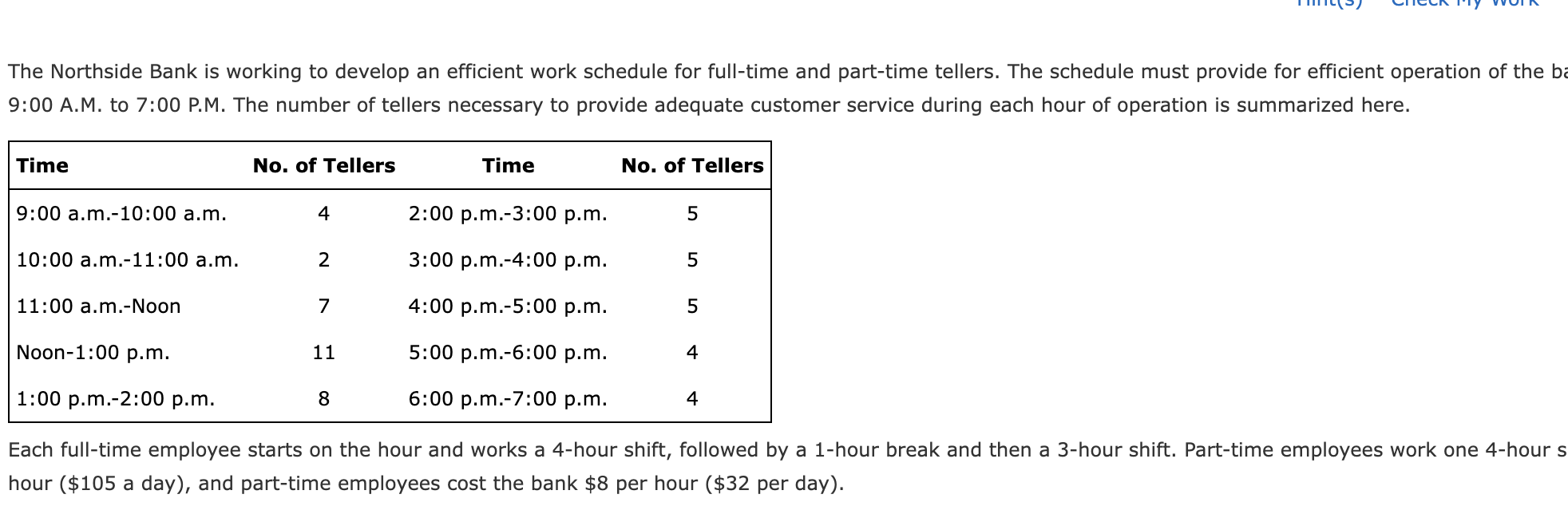 Solved The Northside Bank is working to develop an efficient | Chegg.com