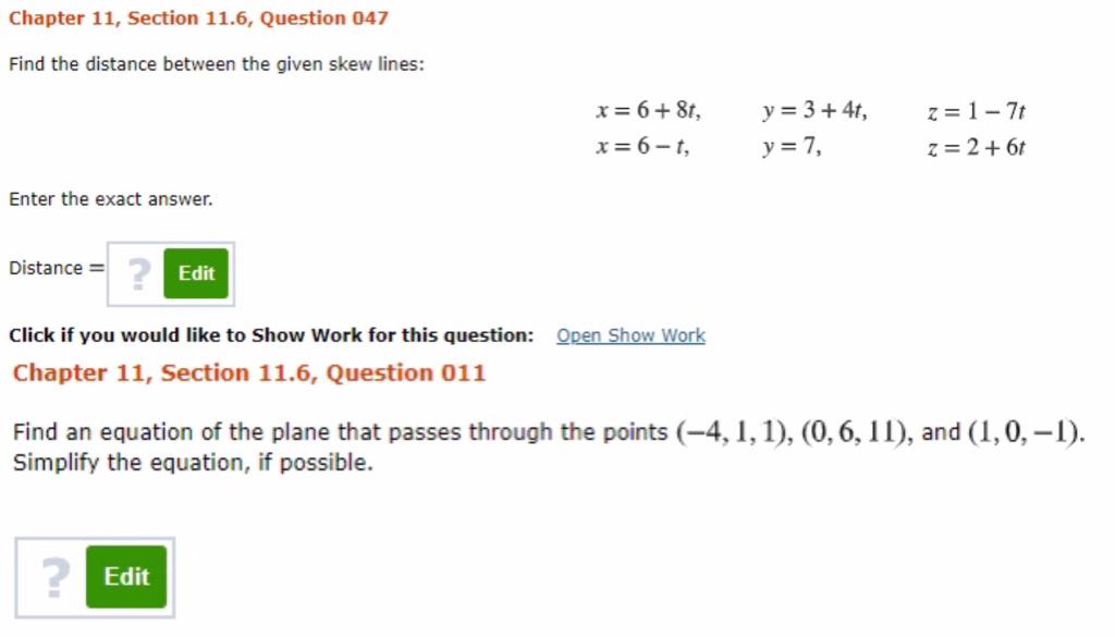 Solved Chapter 11, Section 11.6, Question 047 Find the | Chegg.com